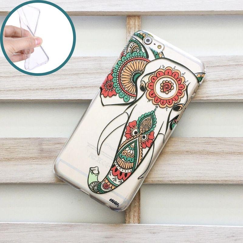 Coque iPhone Éléphant Tête Colorée